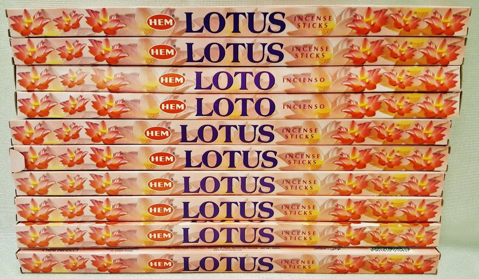 10 Boxes HEM Lotus Incense 8 Sticks Per Box 80 Total Sticks Free Ship ...