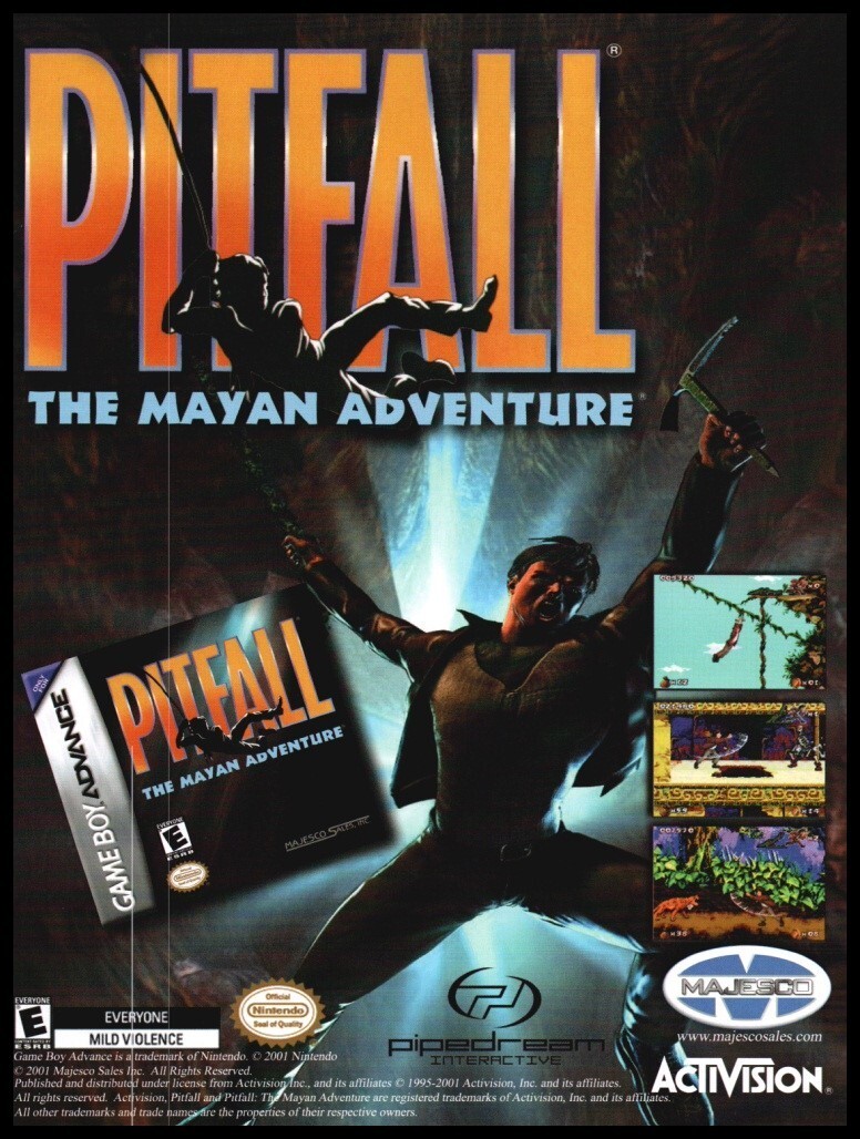 Pitfall Mayan Adv. 2001 Gameboy-print ad / mini-poster-Game room,man ...