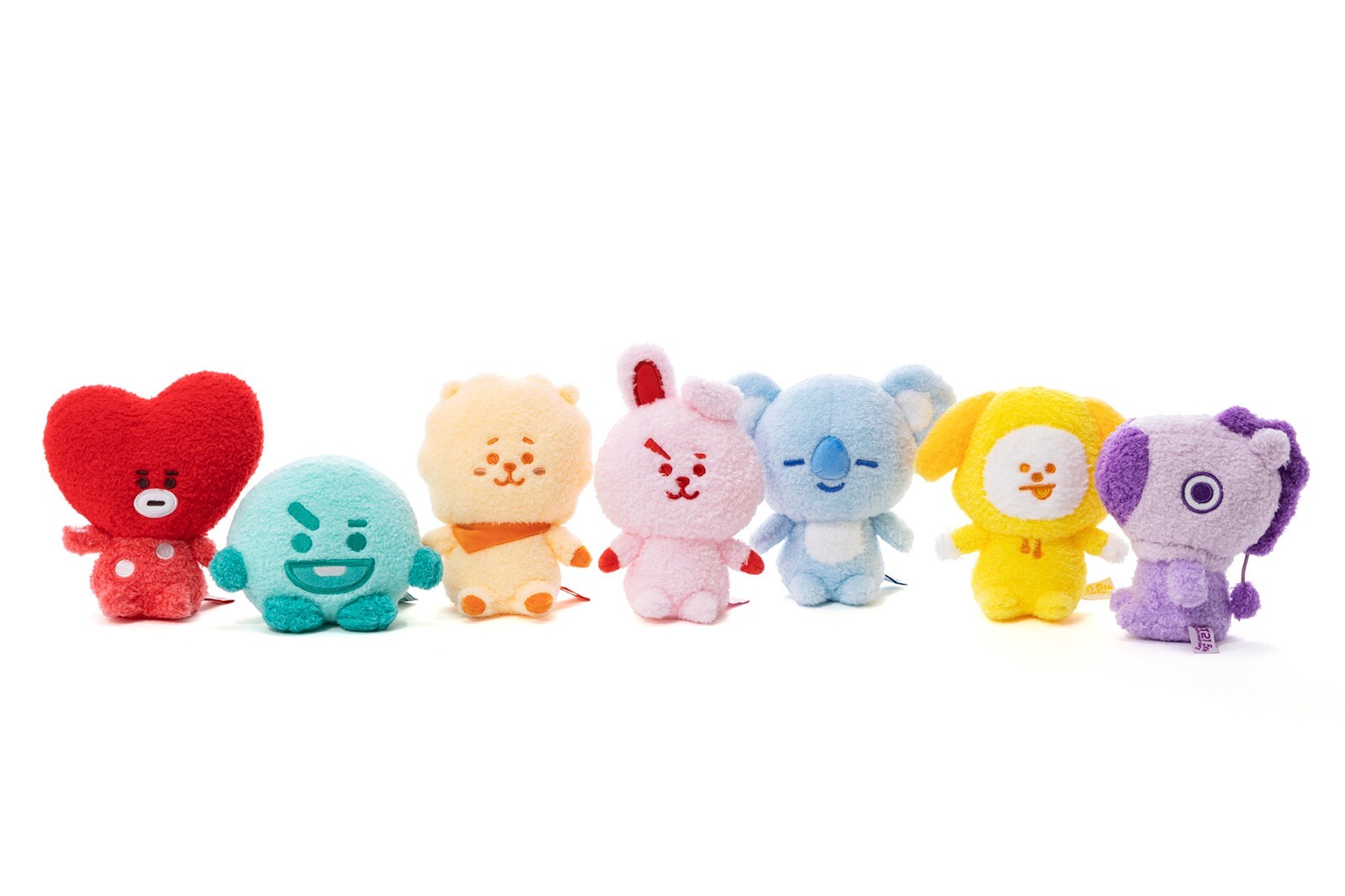 BTS BT21 SET of 7 5th Anniversary Rainbow Color Bean Doll Plush LINE ...