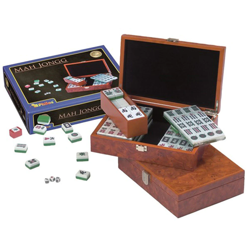 Philos Quality Wooden Mahjong Box Set 24x18x6cm for 2 to 4 Players Ages ...