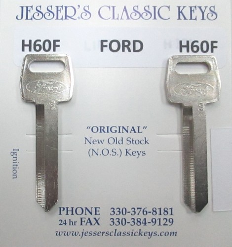 2 NOS FORD Oval H60F Nickel Ten Cut Ignition Keys Fit 1986 1987 1988 ...