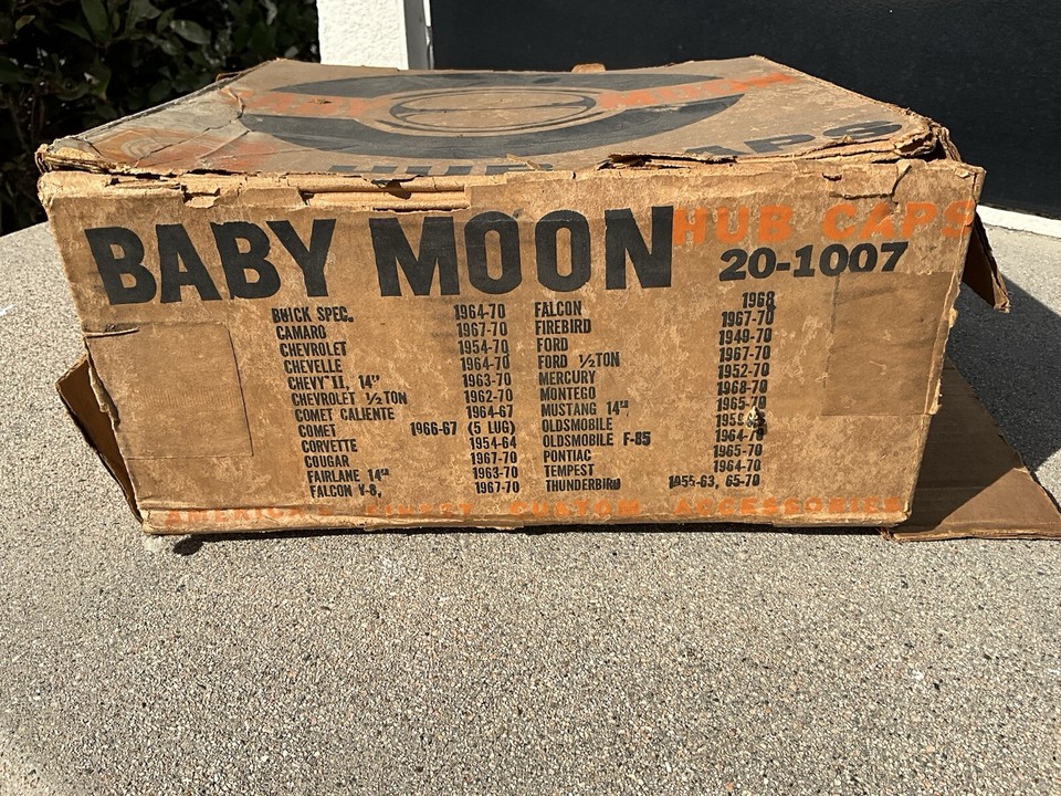 Vintage Cal-Custom “Baby Moon” Hubcaps, #20-1007 New In Box, 49-70 ...