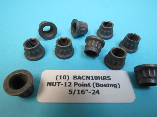 (10) BACN10HR5 Boeing Aircraft Self-Locking 12-Point Stainless Nuts 5/ ...