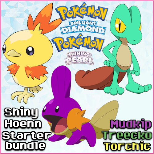 Shiny Hoenn Starters 6IV Bundle Pokemon Brilliant Diamond Shining Pearl ...