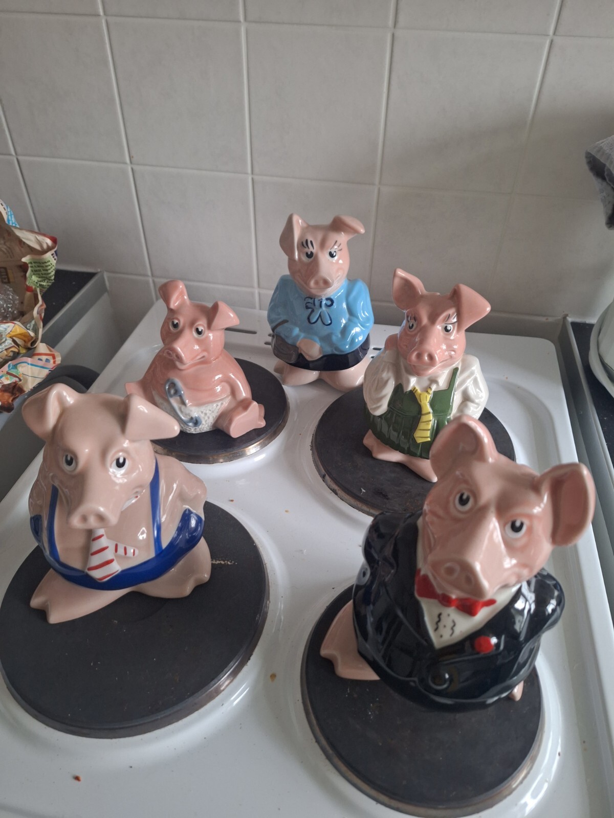 Full Set Of 5 Natwest Pigs Money Boxes with Original Stoppers - Piggy ...