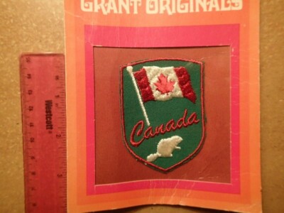 Embroidered Souvenir Patch Canada-MAPLE LEAF FLAG & BEAVER ON SHIELD ...