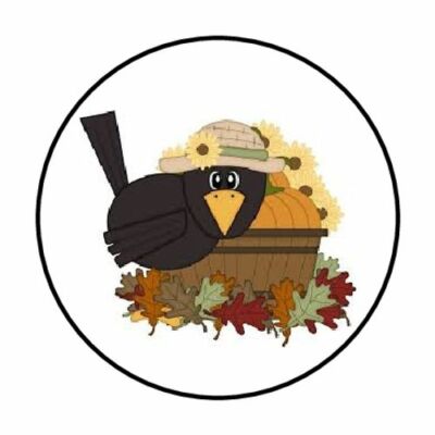 48 FALL CROW FLOWERS ENVELOPE SEALS LABELS STICKERS 1.2" ROUND | eBay
