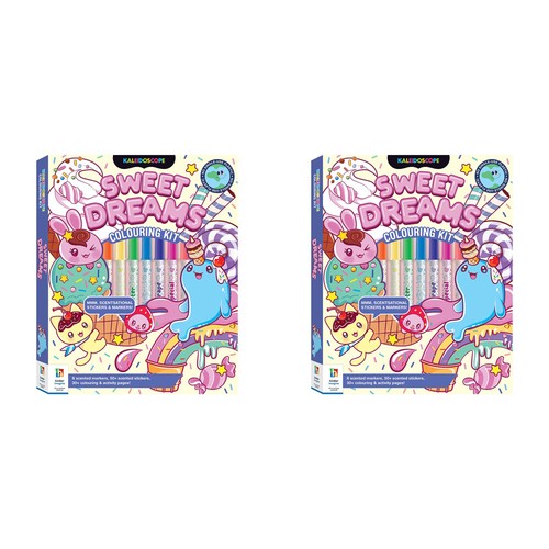 2x Kaleidoscope Kids Colour Kit Sugar Rush w/30+ Pages/Scented Markers ...