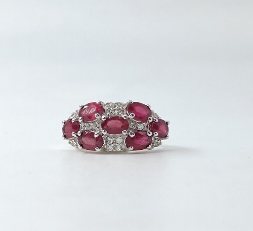 925 Sterling Silver Glass Filled Ruby, Zircon Gemstone Ring For Women ...