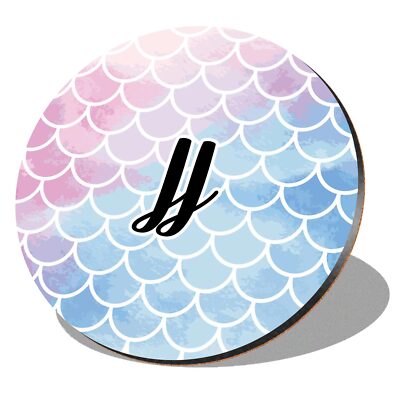 1 x Round Coaster - Letters JJ Mermaid Scales Fish Sea Initial #277844 ...