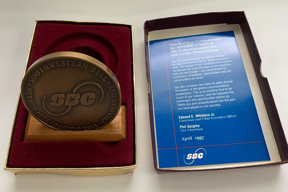 1997 SBC Communications Pacific Bell Nevada Bell Merger Medallion ...