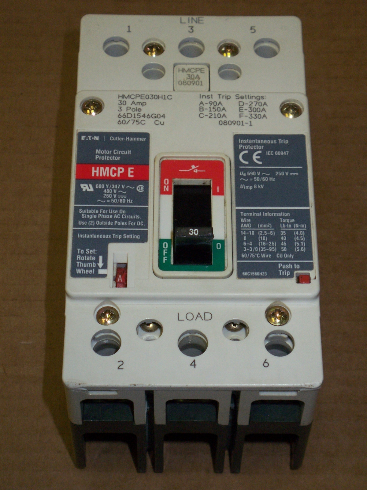 EATON Cutler Hammer HMCPE 3 pole 30 amp 480v HMCPE030H1C Motor Circuit ...