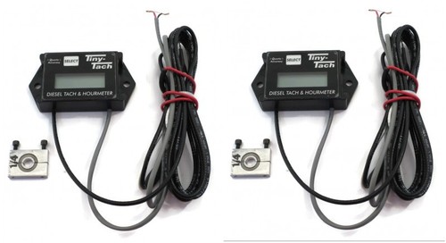 (2) Diesel Engine Tiny Tach HOUR METER TACHOMETER 1/4" Transducer DTL-1 ...