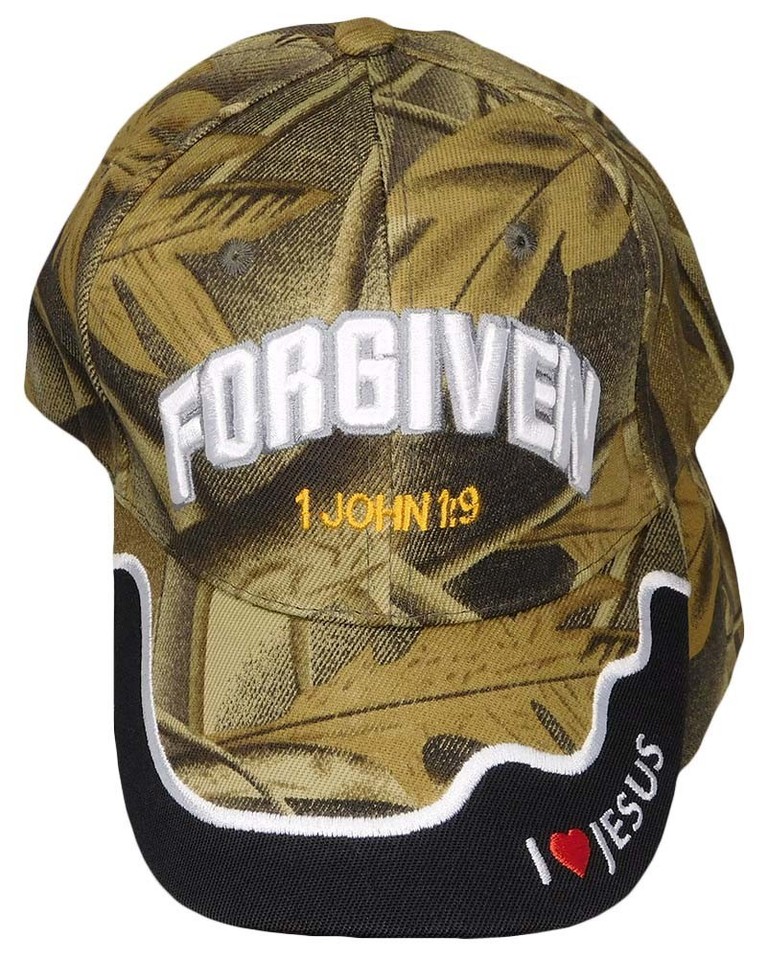 Camouflage Mens Ladies Baseball Cap HAT CAMO Religious “Forgiven” Bible ...