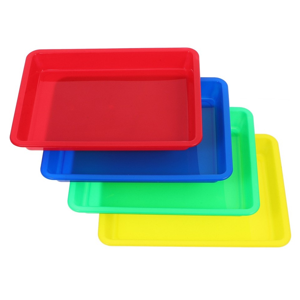 4 Pcs Plastic Storage Tray Rectangular Activity Trays Drawing Paper ...