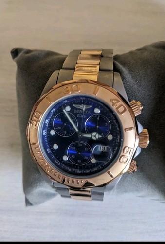 Invicta Mens Elite Swiss Made Chronograph Blue Dial Titanium & Steel ...