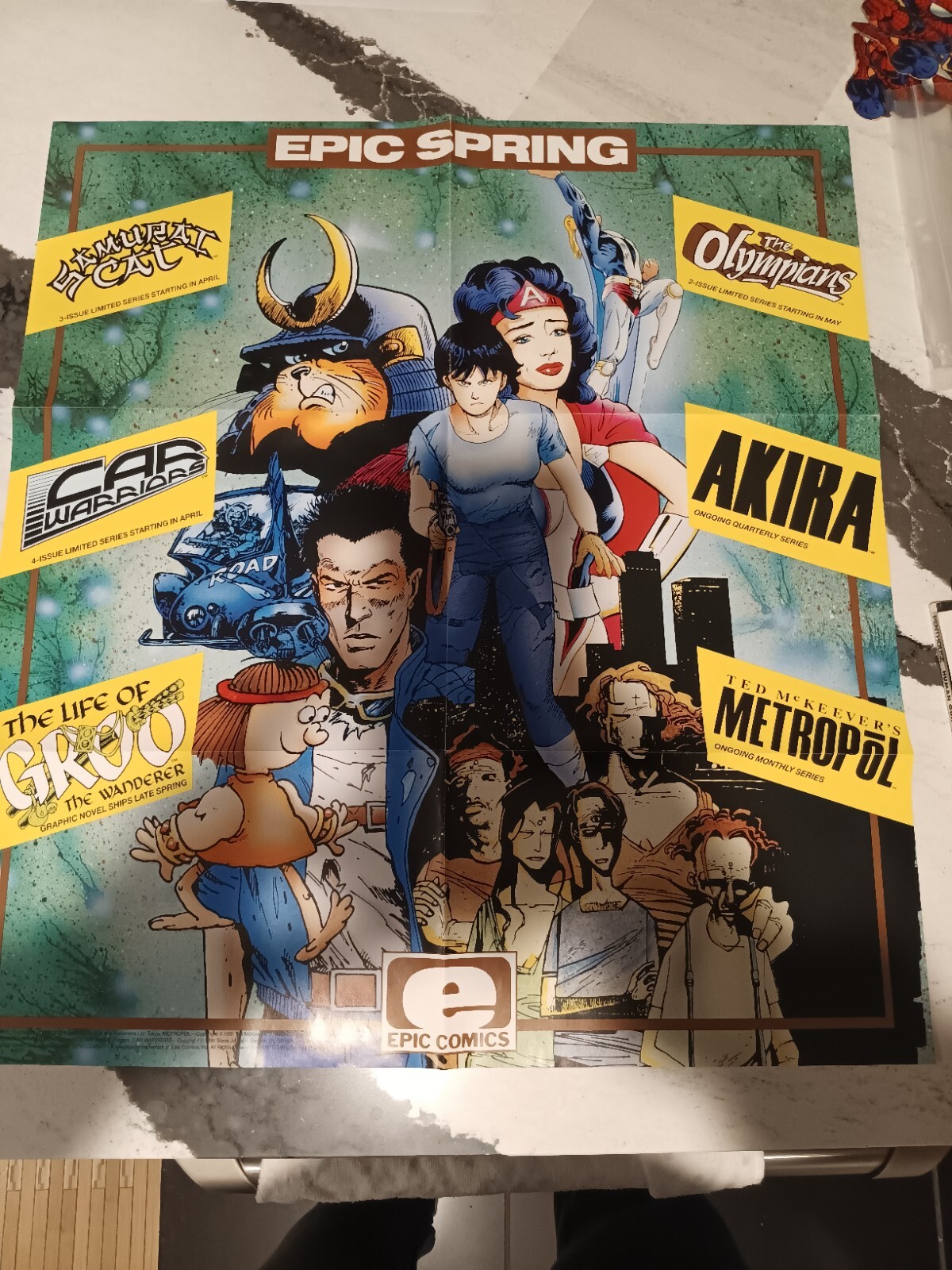 1991 Epic Comics Epic Spring Promo Poster Akira Groo Samurai Cat 24”x22 ...