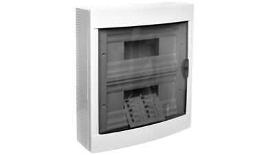 Surface-mounted switchboard 2x12 2-row 24-module IP40 Transparent door ...