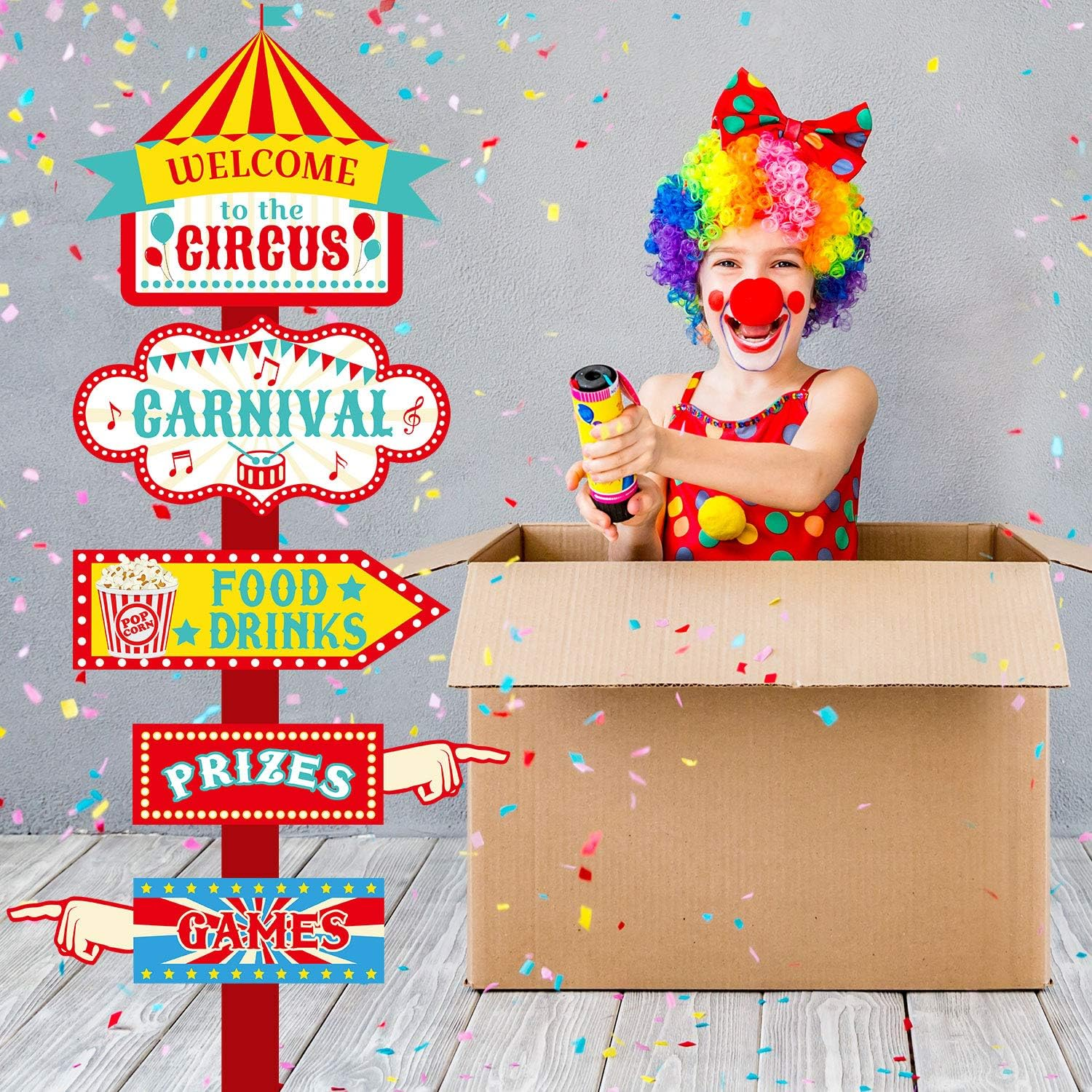 20 Pieces Circus Carnival Party Directional Signs Decor for Welcome for ...