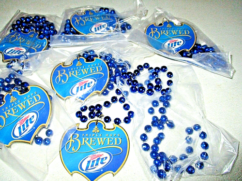 6 NEW Blue Plastic MILLER LITE BEER Triple Hops Brewed HALLOWEEN Bead ...