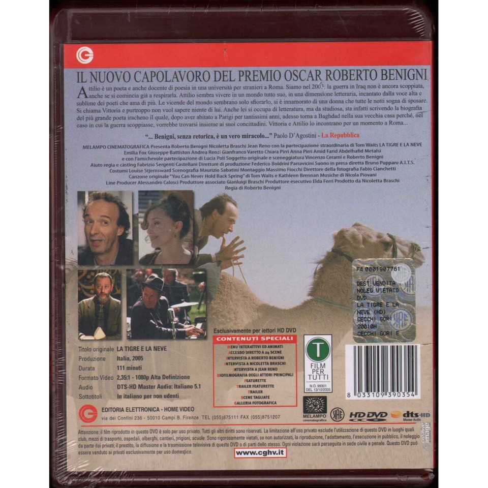 La Tigre E La Neve HD-DVD Roberto Benigni Jean Reno Nicoletta Braschi ...