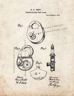 Combination Padlock Patent Print Old Look | eBay