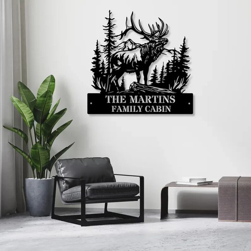 Custom Elk Metal Sign, Elk Wall Art, Wildlife Decor, Elk Address Sign ...