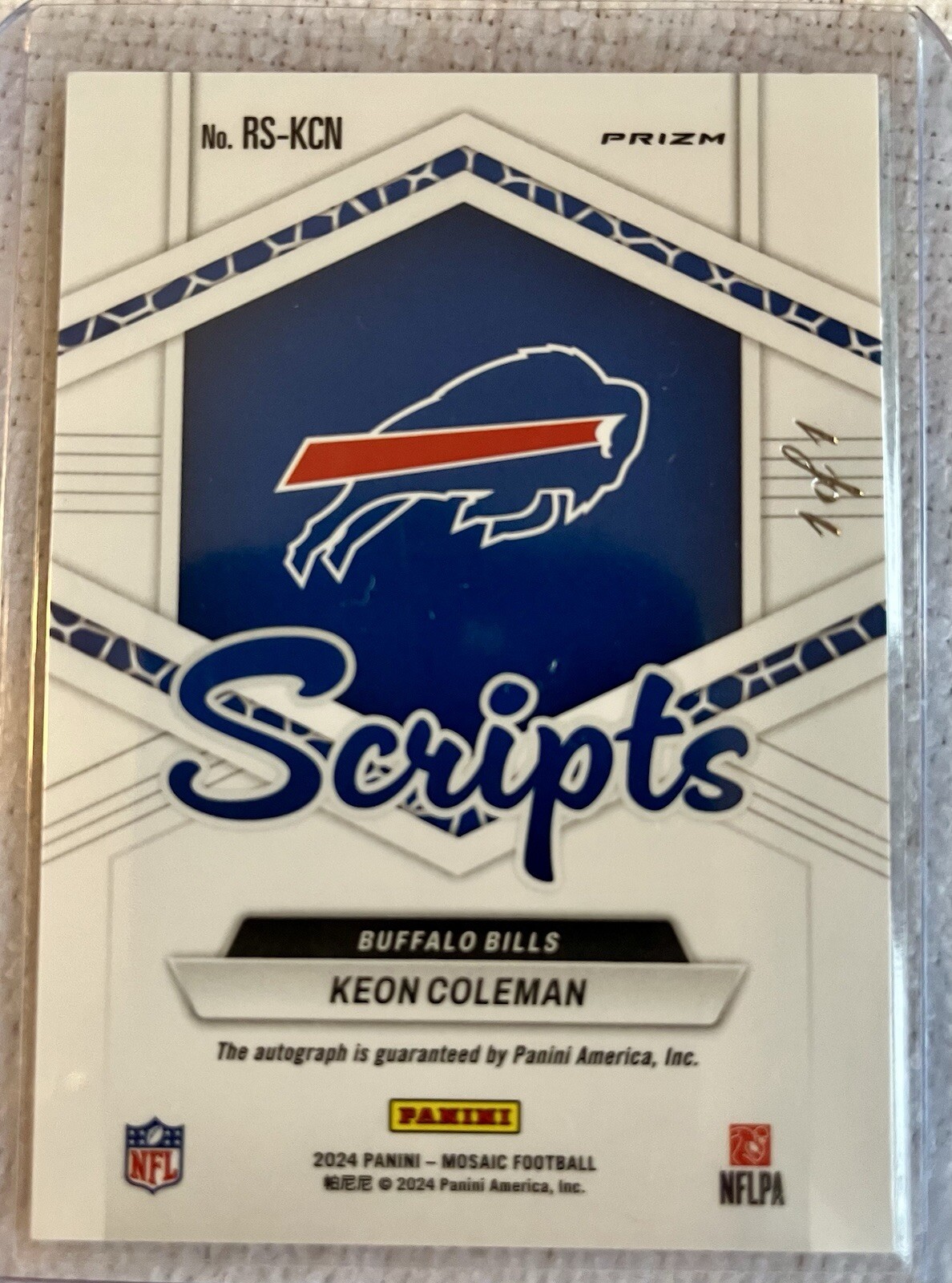 2024 Panini Mosaic - Rookie Scripts Black Prizm #RS-10 Keon Coleman /1 ...