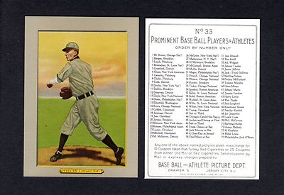 1910 Turkey Red T3: #33 JACK PFEISTER, Cubs REPRINT | 2-1/2" X 3-1/2 ...