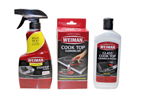 WEIMAN GLASS COOK TOP CLEANING KIT, DAILY CLEANER 355ML & CLEANER ...