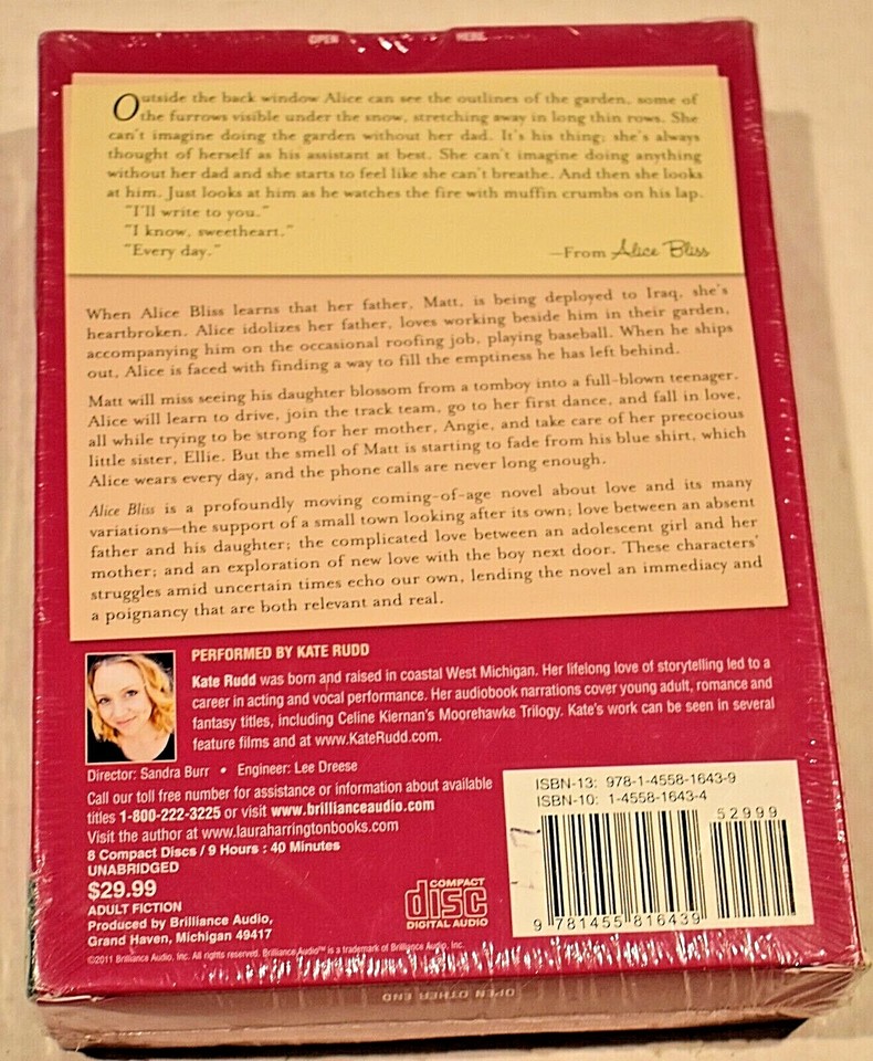 Alice Bliss by Laura Harrington (2012, CD, Unabridged) Audio Book Free ...