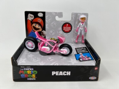 NEW Super Mario Bros Movie PRINCESS PEACH Figure & Pull Back Racer Moto ...