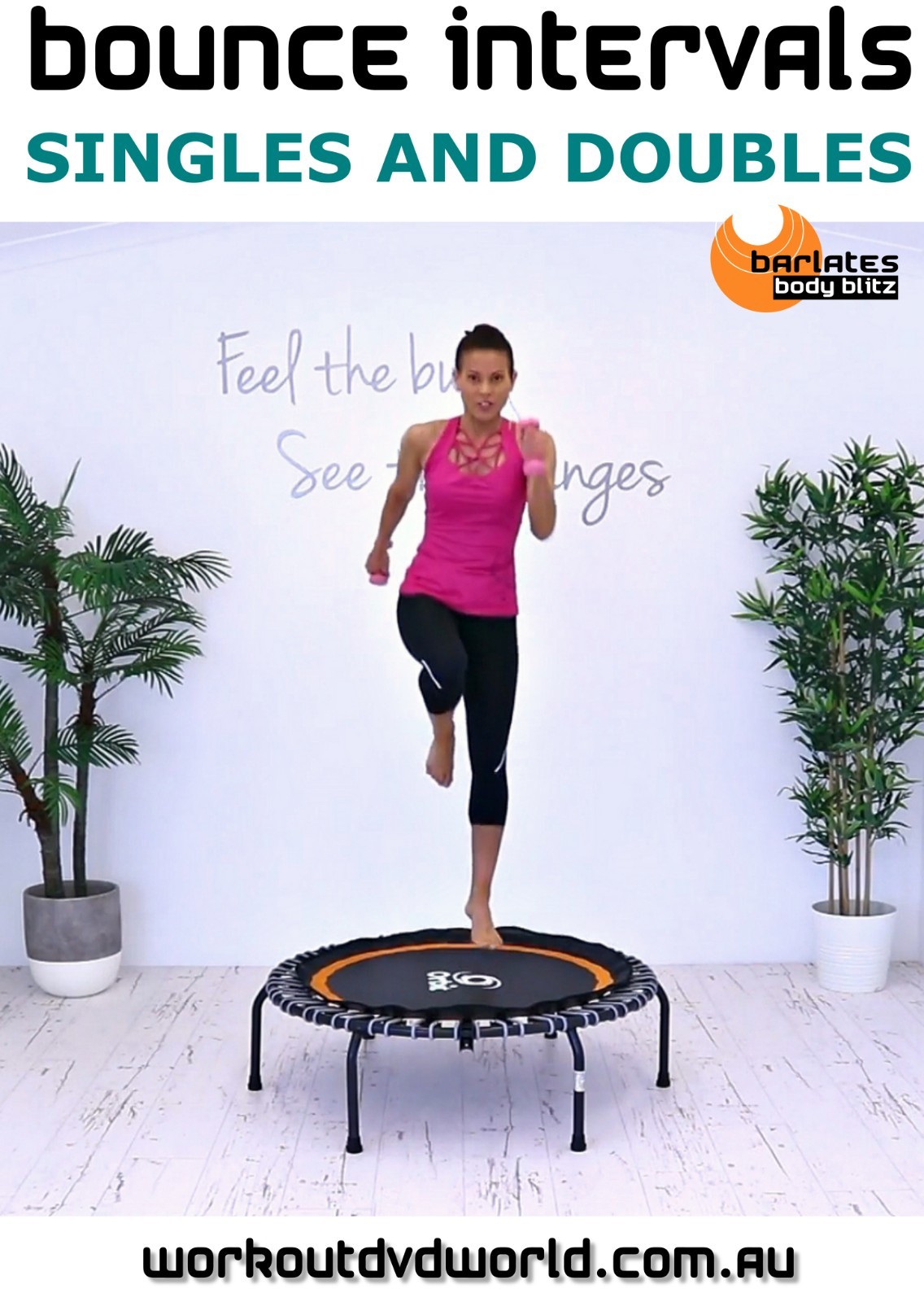 Rebounder Trampoline EXERCISE DVD Barlates BOUNCE INTERVALS SINGLES ...