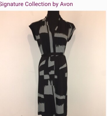 Avon Signature Collection Black & Green V Neck Dress Medium | eBay