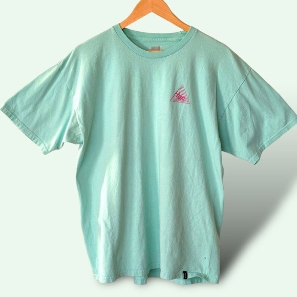 Huf Men's XL Graphic T-Shirt Mint Green w/Hot Pink Triangle Logo Skater ...
