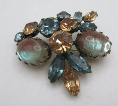 VTG Signed Regency Rhinestone Glass Cabochon Brooch Pin | eBay