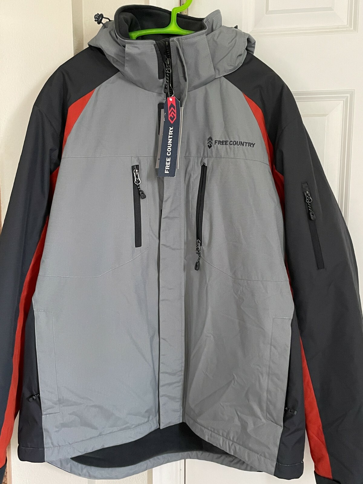 New Free Country Men's Pinnacle Mid Weight Jacket Grey Stone Size Large ...
