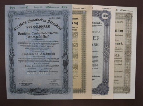 FOUR GERMAN BOND & BANK NOTES 1928, 1937, 1942, 1943 | eBay