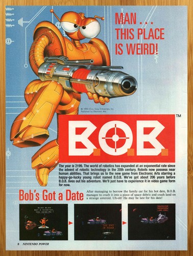 1993 B.O.B. BOB SNES Super Nintendo Print Ad/Poster Authentic Video ...