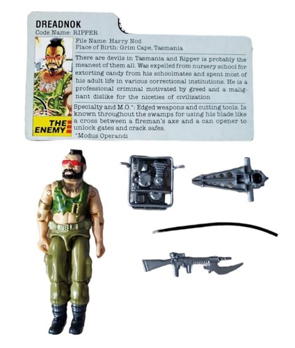 Ripper V1 GI Joe 1985 Hasbro VTG Action Figure w Filecard Gun Backpack ...