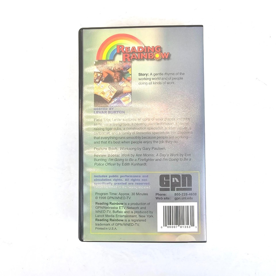 Reading Rainbow VHS Work Song Gary Paulson Episode #135 LeVar Burton Ex ...