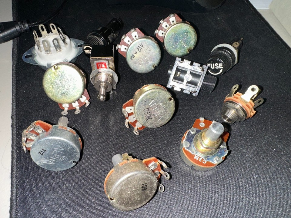 Lot of Guitar and Amp Repair Parts - Alpha Potentiometer, Fuse Holder ...