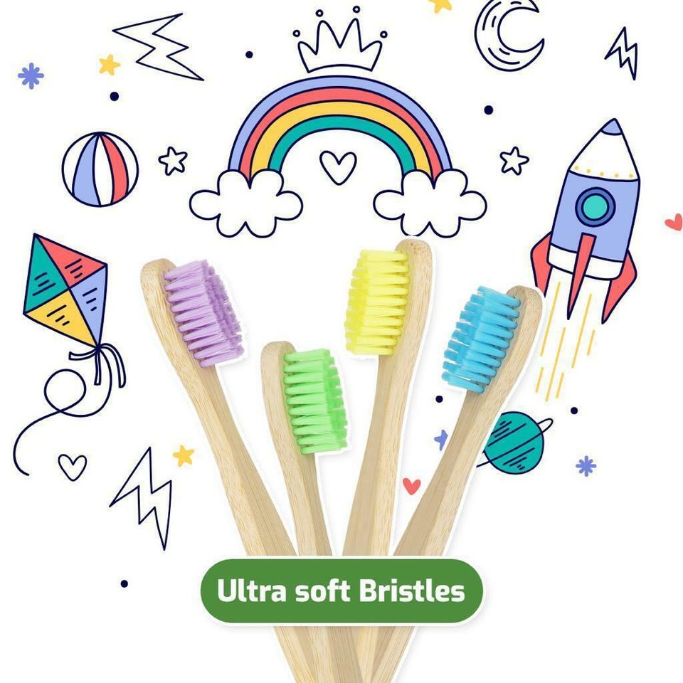 Kids Bamboo Toothbrush Eco Friendly & Biodegradable Medium Soft ...