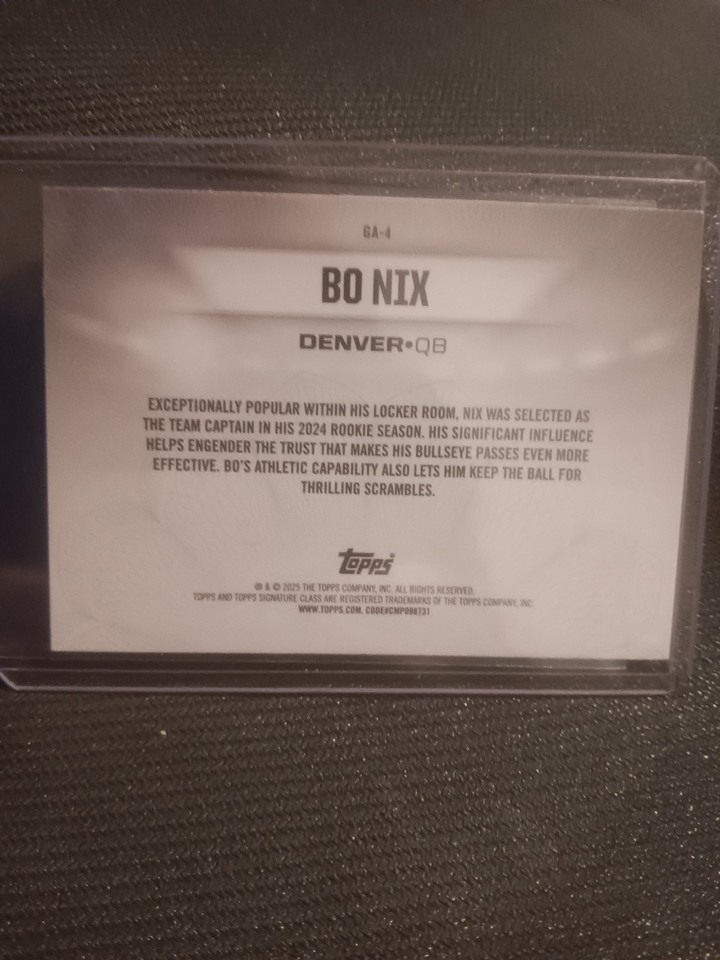2024 Topps Signature Class - Gridiron Ambassadors Bo Nix #GA-4 (RC) | eBay