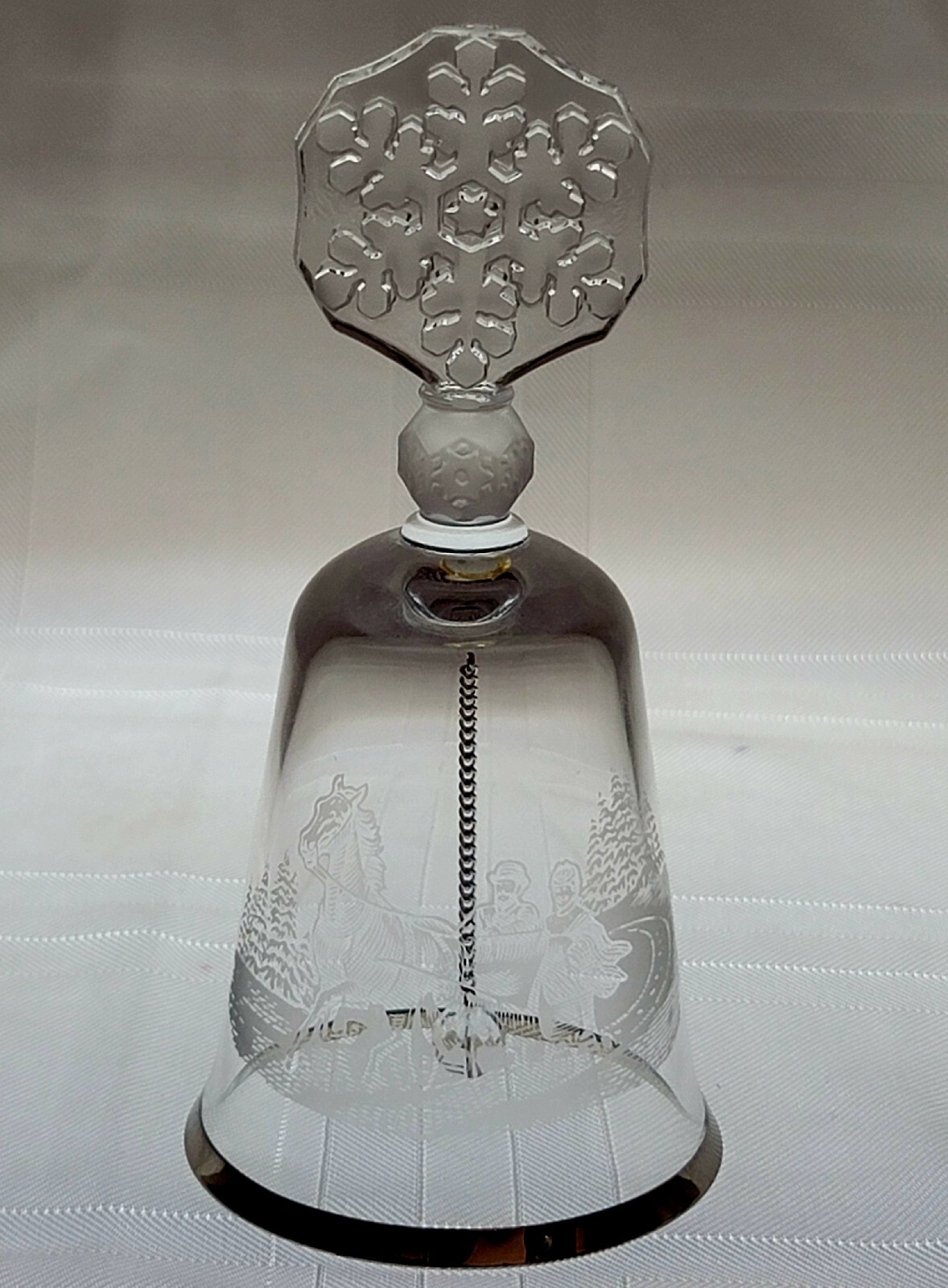 Lenox Crystal Christmas Holiday Bell Platinum Trim Sleigh Ride 7" Vtg ...