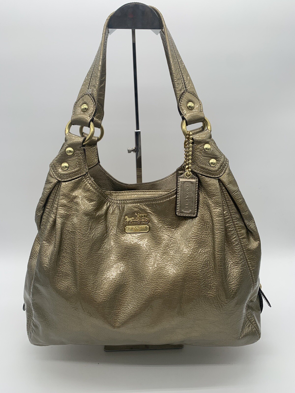 COACH Madison Maggie Leather Shoulder Bag- Gold Metal… - Gem