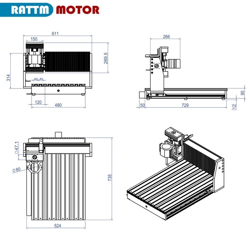 6040 CNC Router Milling Engraving Machine Frame Kit With Dust Cover ...