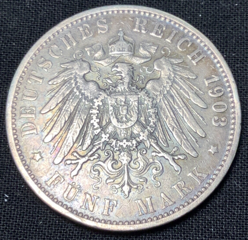 1903 German States Funf Mark, 5 Mark silver coin extra fine! | eBay