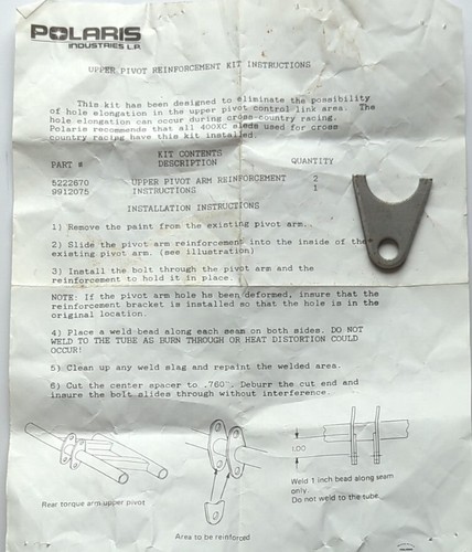 POLARIS NOS OEM SNOWMOBILE GENUINE VINTAGE UPPER PIVOT ARM ...