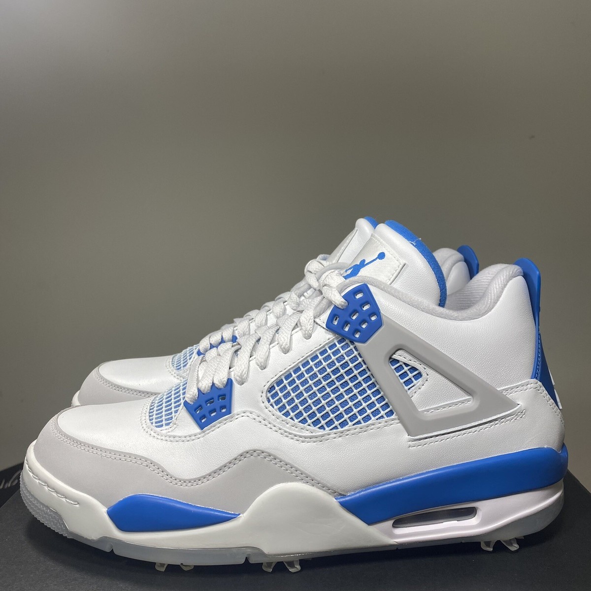 Nike Air Jordan 4 Retro Golf Shoes White Military Blue Nike Air Jordan 4 Retro Golf Shoes White Military Blue